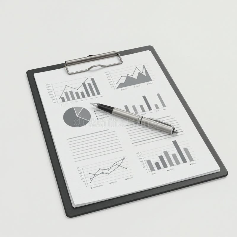 A Black Clipboard Holds a Document Featuring Various Black and White ...