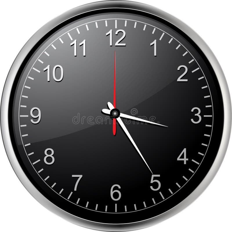 Black clock stock vector. Illustration of mintute, watch - 19623988