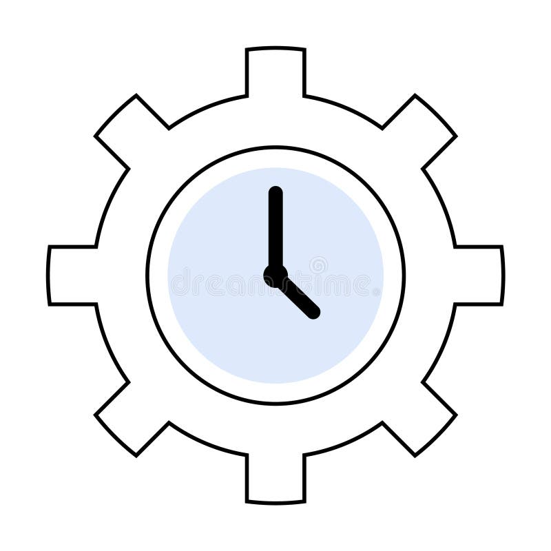 Black Clock Hand within Light Blue and White Circular Gear Shape Stock ...