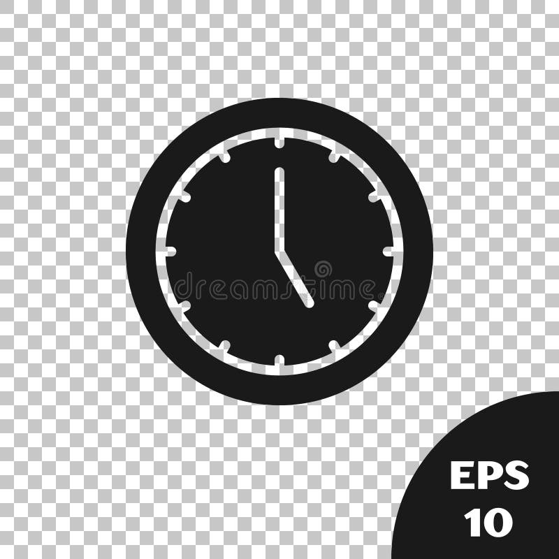 Black Clock Icon Isolated on Transparent Background. Time Symbol Stock ...