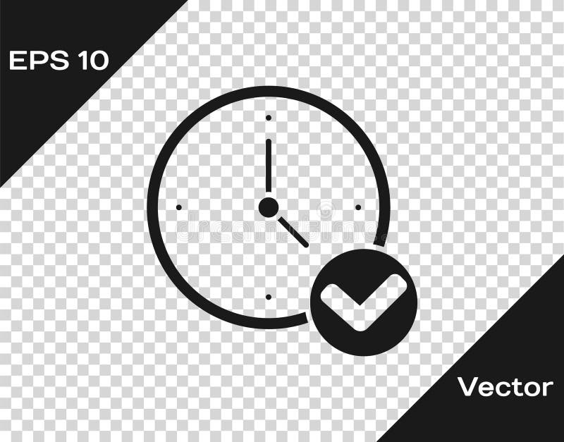 Black Clock Icon Isolated on Transparent Background. Time Symbol Stock ...