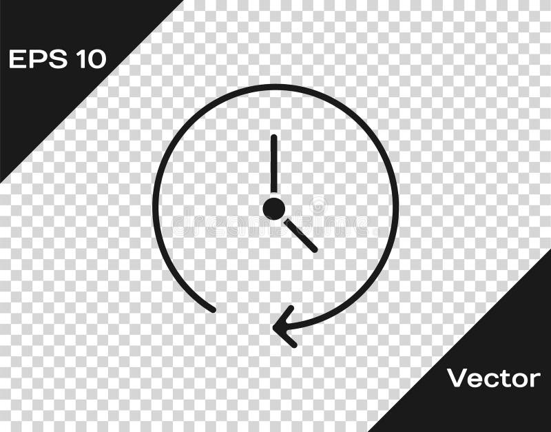 Black Clock Icon Isolated on Transparent Background. Time Symbol Stock ...