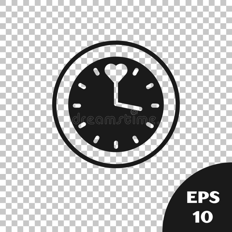 Black Clock Icon Isolated on Transparent Background. Time Symbol Stock ...