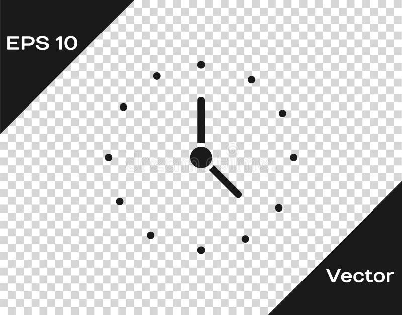 Black Clock Icon Isolated on Transparent Background. Time Symbol Stock ...