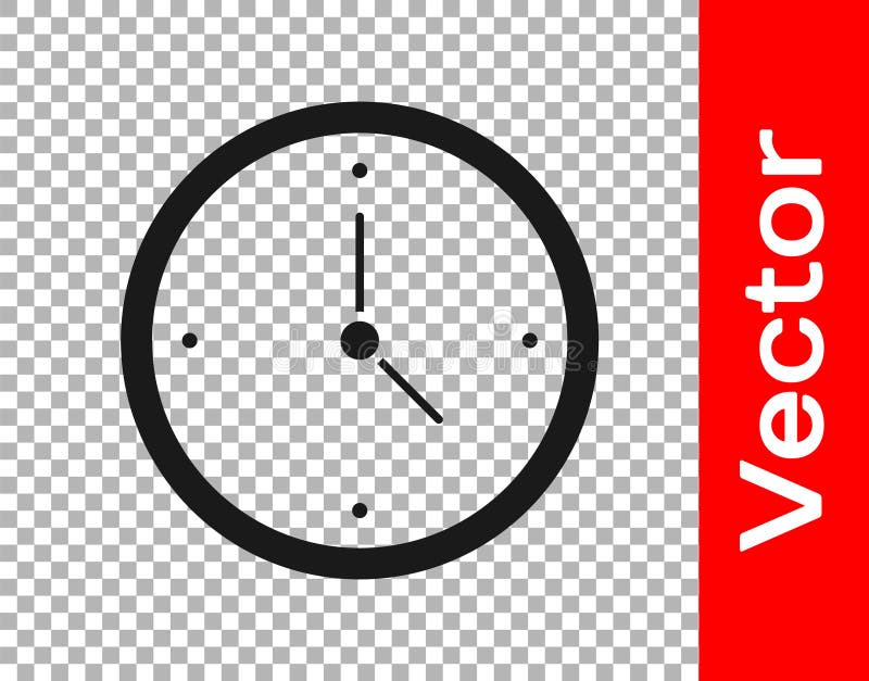 Black Clock Icon Isolated on Transparent Background. Time Symbol Stock ...