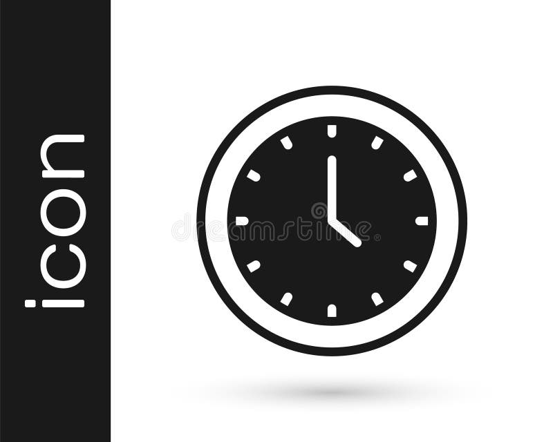 Black Clock Icon Isolated on White Background. Time Symbol Stock Vector ...