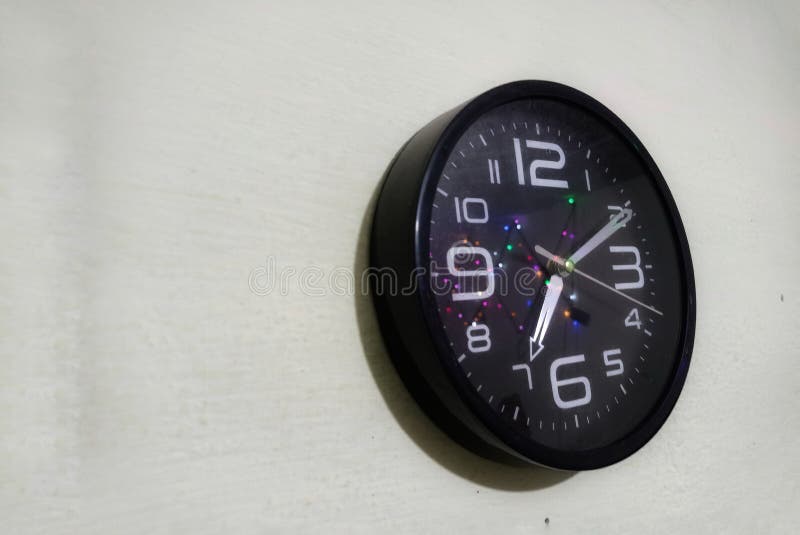 Black Clock wall stock photo. Image of wall, black, rounded - 209274344