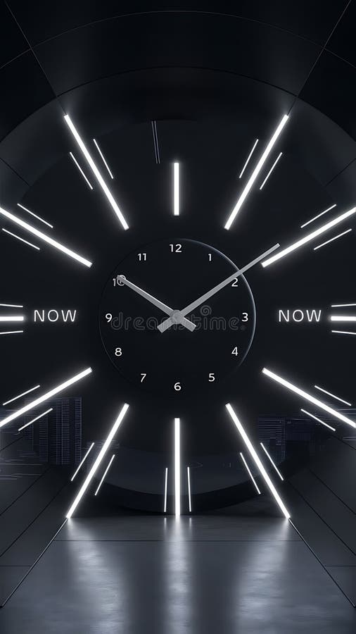 A Black Clock with the Word Now on it Stock Illustration - Illustration ...