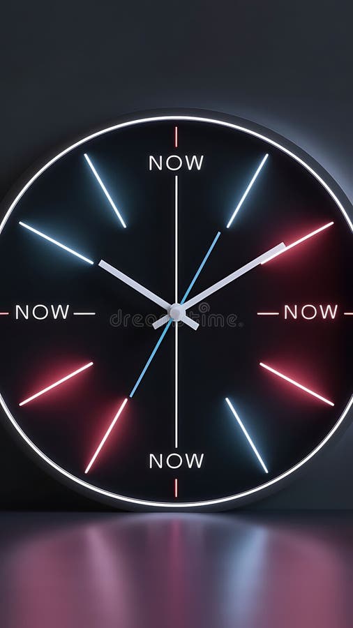 A Black Clock with the Word Now on it Stock Illustration - Illustration ...