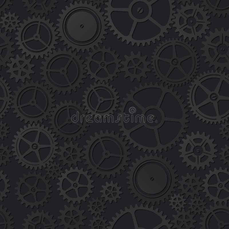 Black Clockwork Seamless Pattern Stock Vector - Illustration of ...