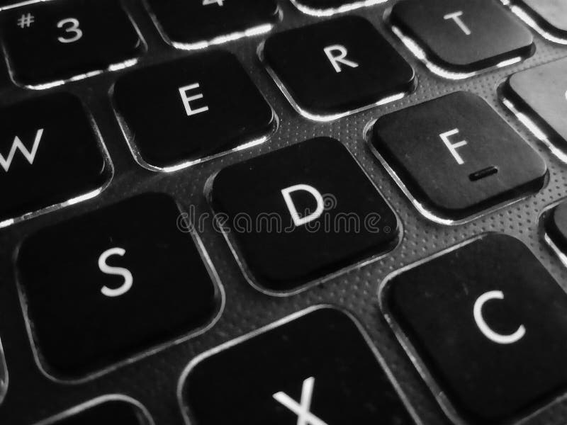 Black Close Up Keyboard with White Light Stock Photo - Image of ...