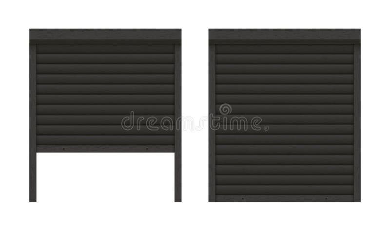 Black Closed and Ajar Roller Garage Shutter Door with Realistic Texture ...