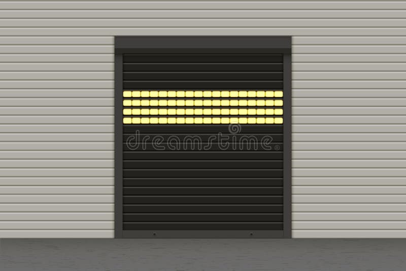 Black Closed Perforated Roller Garage Shutter Door with Realistic ...