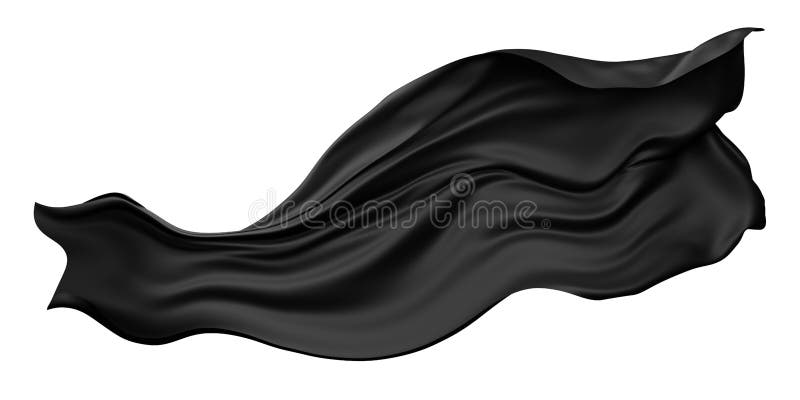 Black Cloth Flying in the Wind Isolated on White Background 3D Render ...