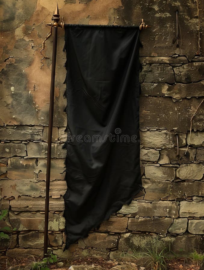 A Black Cloth Hanging on a Stone Wall Stock Photo - Image of hang ...