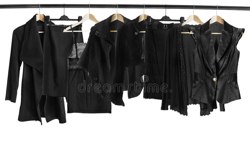 Black Clothes on Clothes Racks Stock Photo - Image of cloth, hanger ...