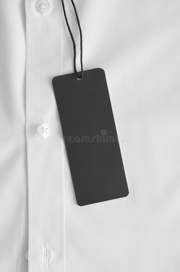 Black Clothing Tag Mockup on a White Shirt Stock Photo - Image of ...