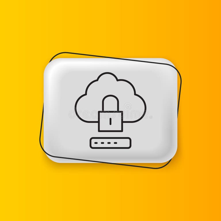 Black Cloud Computing Lock Icon Isolated on Yellow Background. Security ...