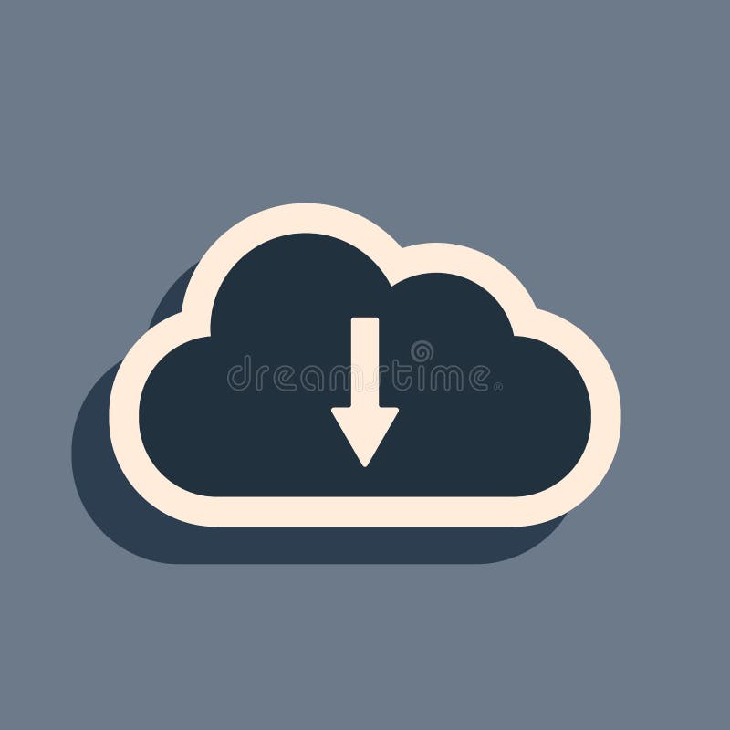 Black Cloud Download Icon Isolated on Grey Background. Long Shadow ...