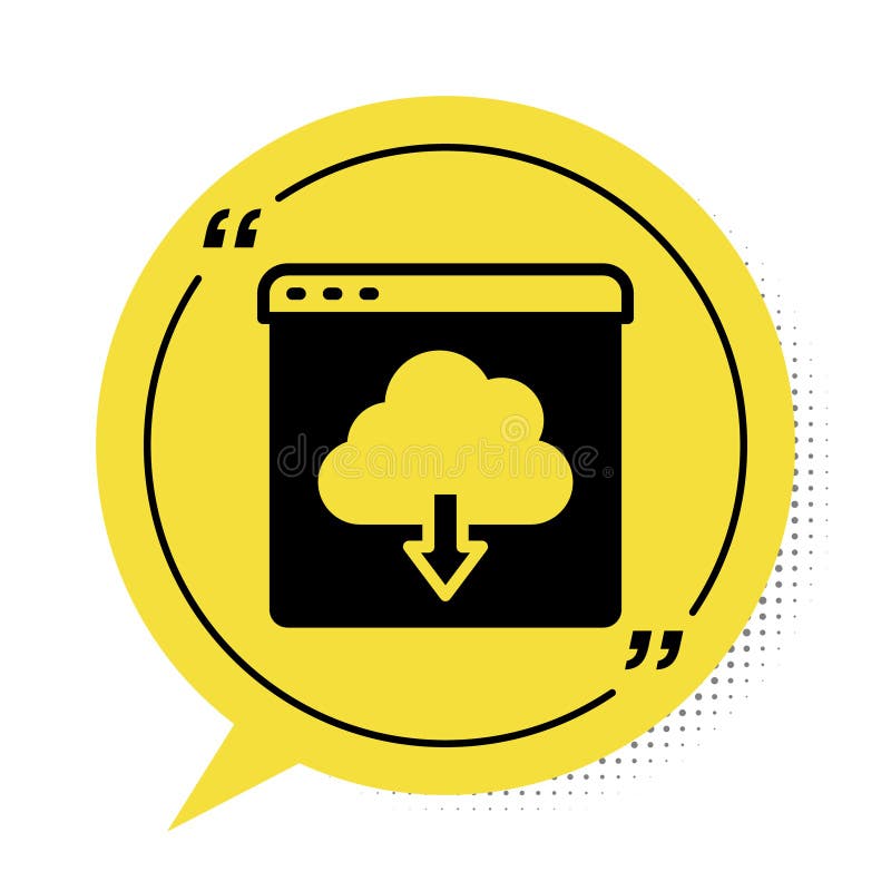 Black Cloud Download Icon Isolated on White Background. Yellow Speech ...