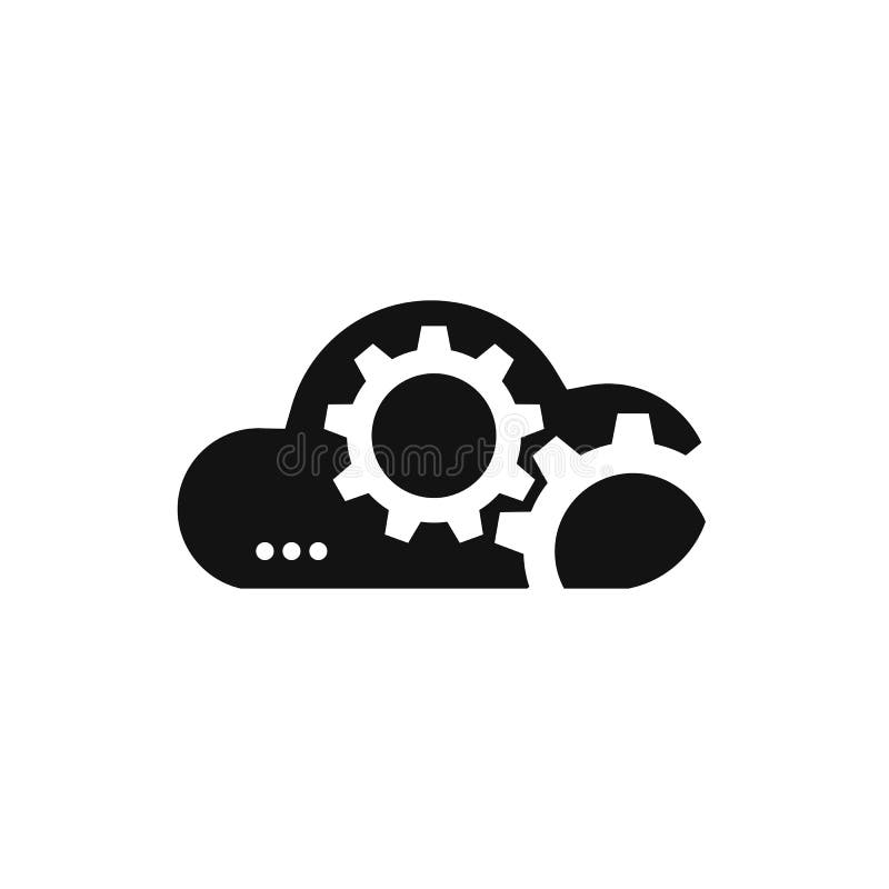 Black Cloud Icon with Gears. Loading Icon. Stock Vector - Illustration ...