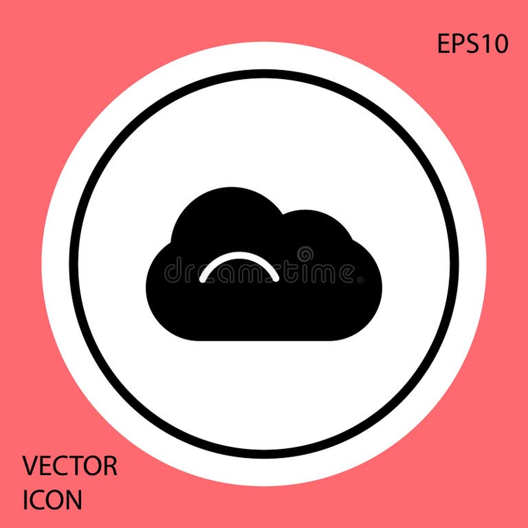 Black Cloud Icon Isolated on Red Background. White Circle Button Stock ...