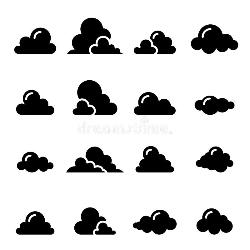 Black Cloud icon set stock illustration. Illustration of curve - 77377642
