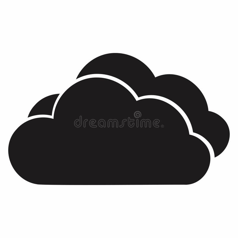 Black Cloud Icon on White Background Stock Illustration - Illustration ...