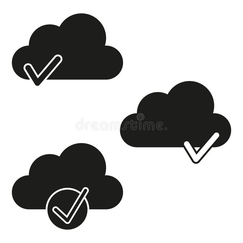 Black Cloud Icons. Checkmark Symbols. Cloud Computing Vector. Simple Flat Design Stock Vector ...