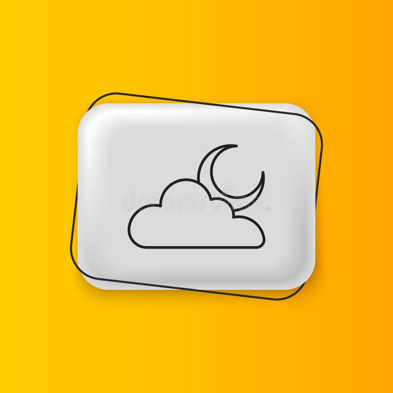 Black Cloud with Moon Icon Isolated on Yellow Background. Cloudy Night ...