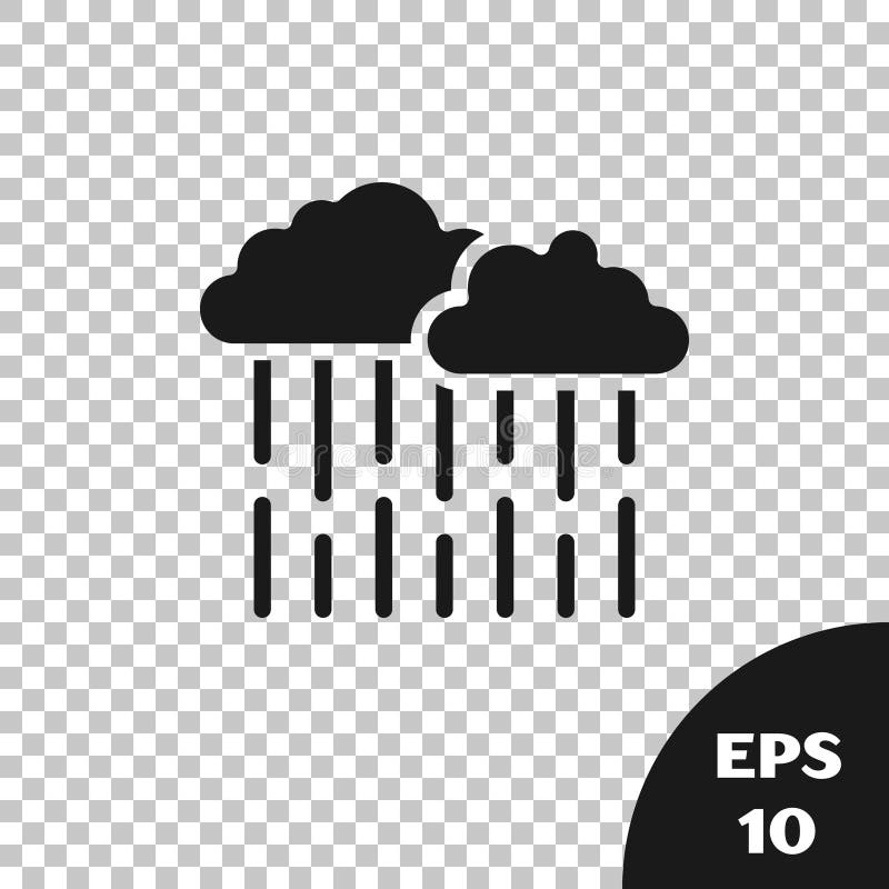 Black Cloud with Rain Icon Isolated on Transparent Background. Rain ...