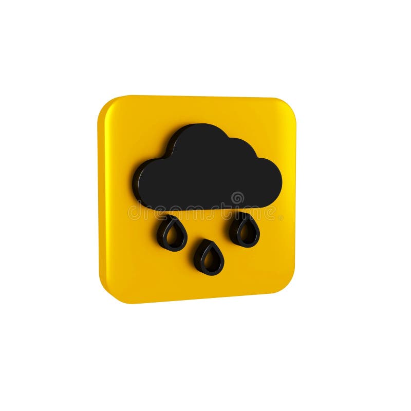 Black Cloud with Rain Icon Isolated on Transparent Background. Rain ...