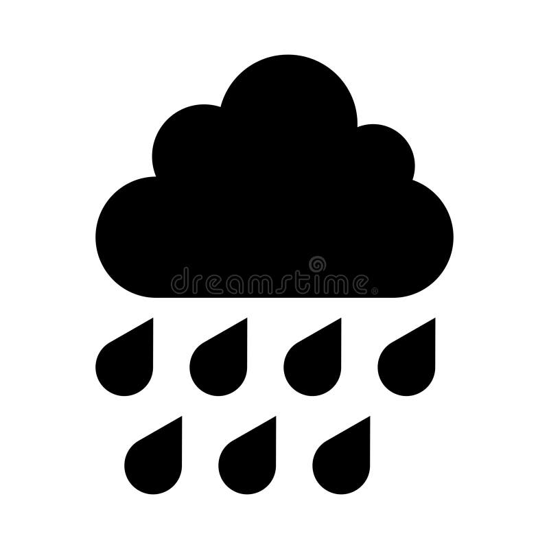 Black Cloud and Raindrop Icon Isolated on White Stock Illustration ...
