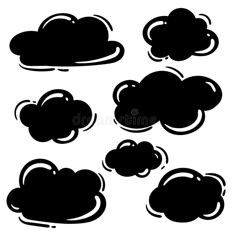 Black Clouds, Text Boxes. Simple Black and White Set of Vector Elements ...