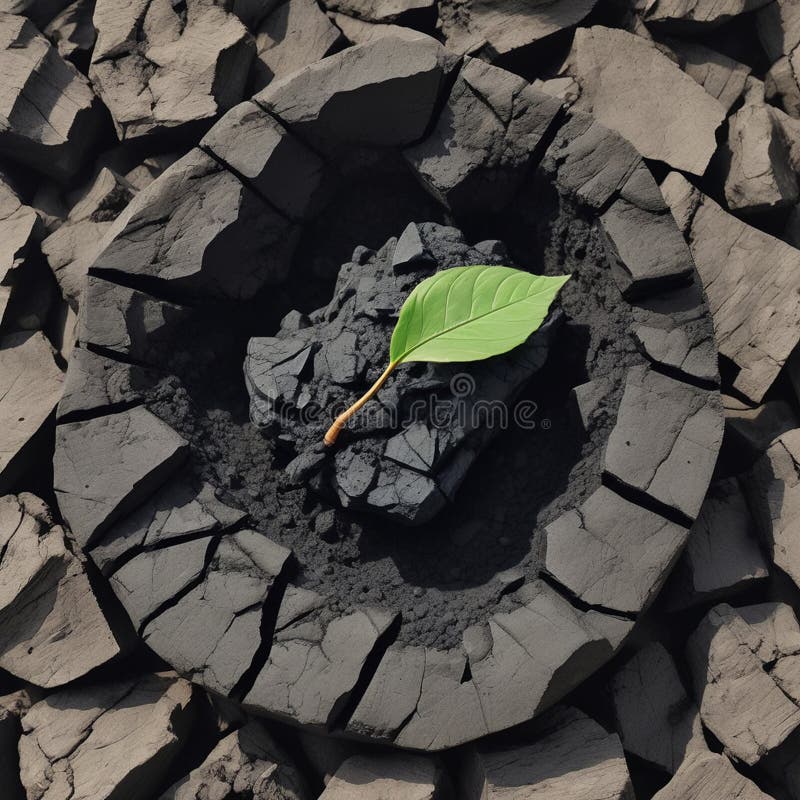 Black Coal Chunk with a Relief of a Black Leaf Fossil Embedded in the ...