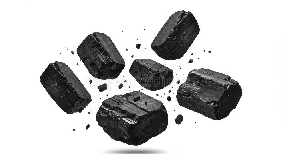 Black Coal Chunks Falling Several Pieces of Black Coal Falling Against ...