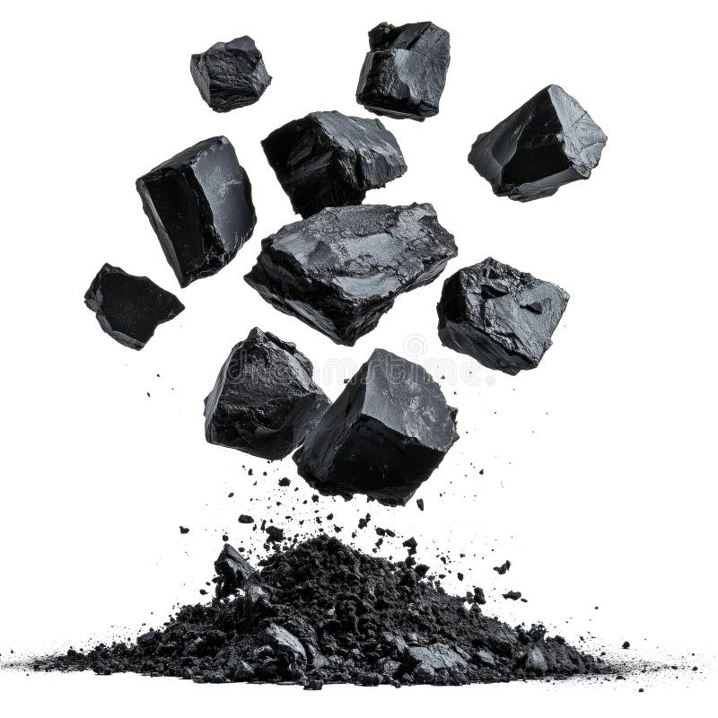 Black Coal Chunks Isolated Transparent Background Collection Raw Pieces ...