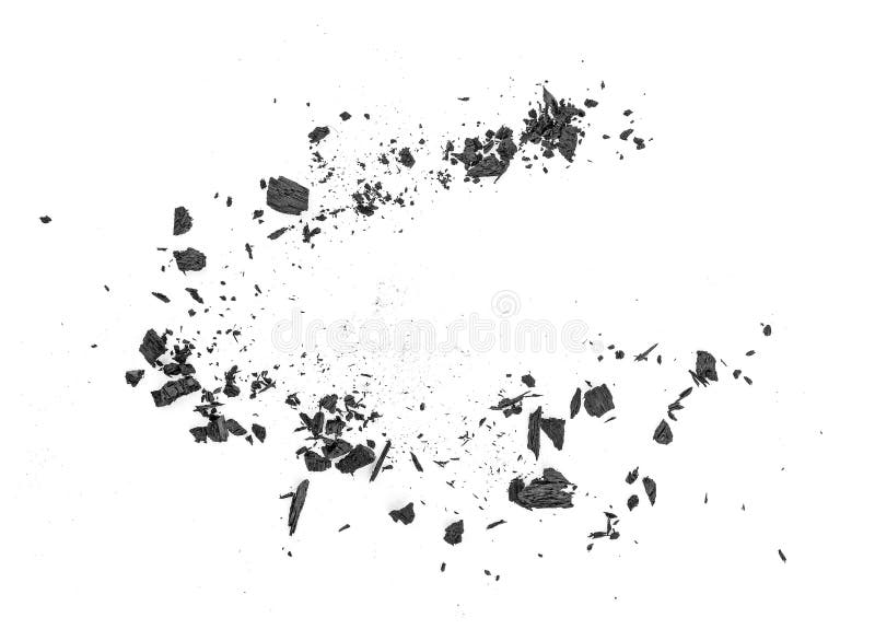 Black Coal Dust with Fragments Isolated on White Background, Top View ...