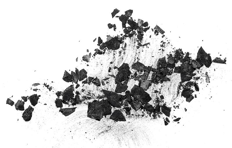 Black Coal Dust with Fragments Isolated on White Background, Top View ...