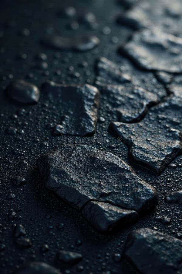 Black, Coarse Grained Stone; Uneven, Shadowed Surface , Stone ...