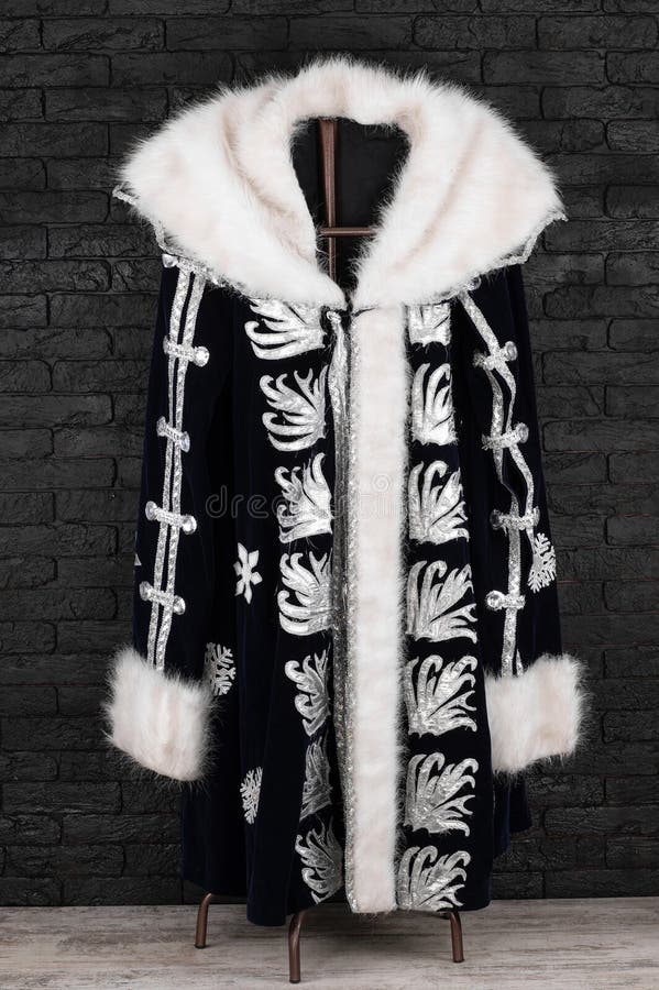 Black Coat of Santa Claus on Hanger Stock Image - Image of present ...