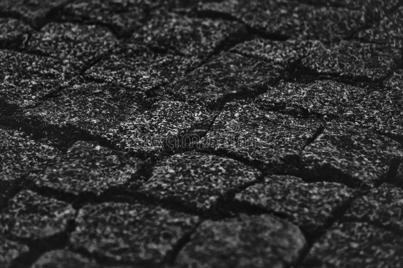 Black Cobblestone Texture. Dark Gray Cobblestone Background with Soft ...