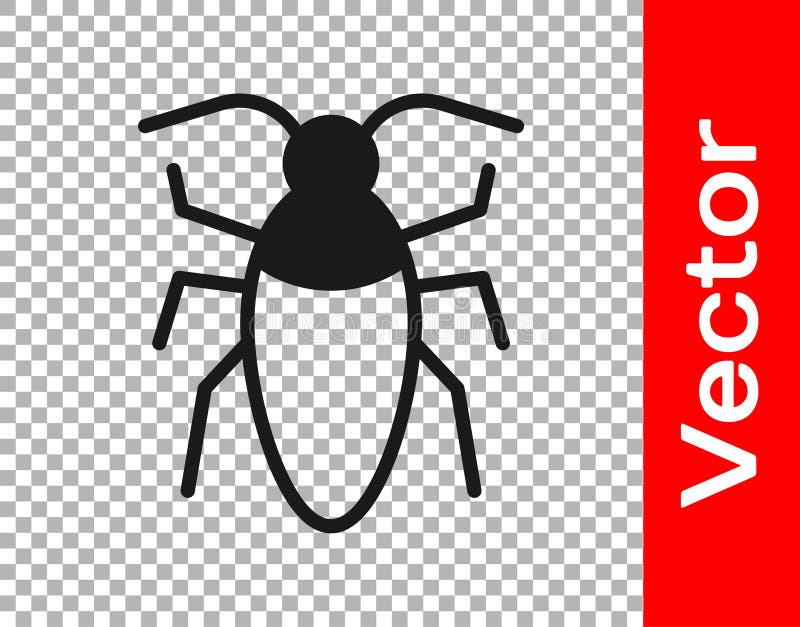Black Cockroach Icon Isolated on Transparent Background. Vector Stock ...