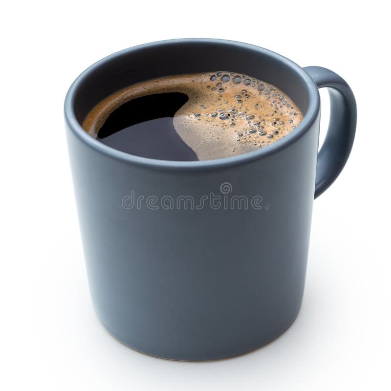 Black Coffee in a Blue-grey Ceramic Mug Isolated on White Stock Image ...