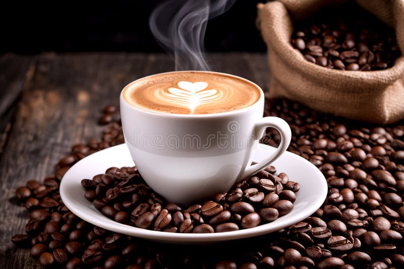 Black Coffee and Coffe Beans Composition Stock Illustration ...