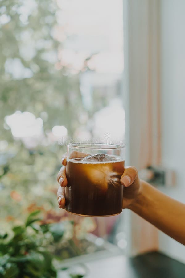 Black Coffee Cold Drip in Glass Stock Image - Image of frozen, liquid ...
