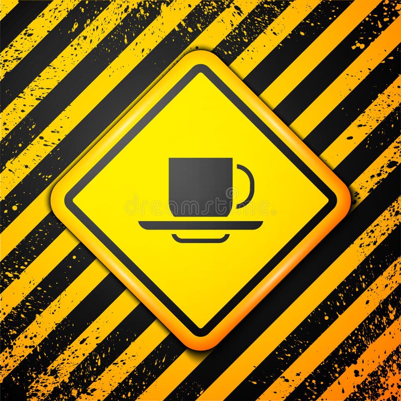 Black Coffee Cup Icon Isolated on Yellow Background. Tea Cup. Hot Drink ...