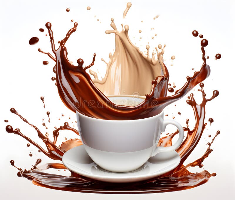 Black Coffee, Cup Isolated, Coffee Splash, Coffee Spilling Out Stock ...