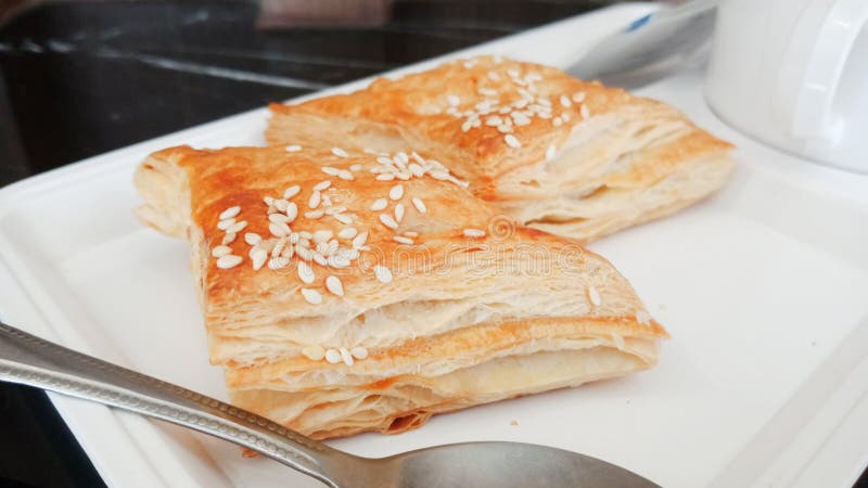 Black Coffee Cup and Pineapple Pie, on Container, Meeting Break Set ...