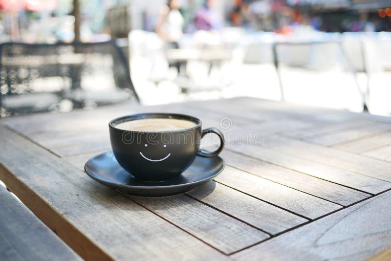Black Coffee Cup with Smile Shape Design on it Stock Image - Image of ...